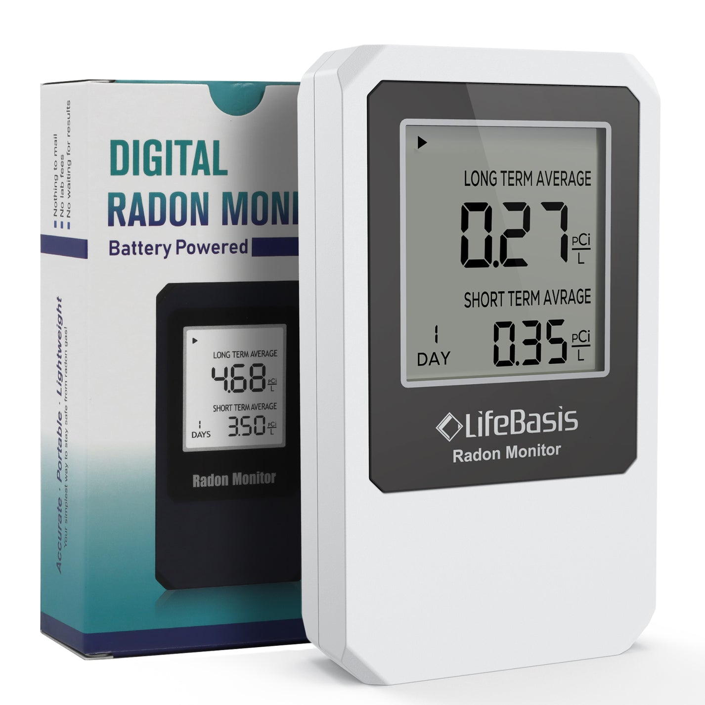 LifeBasis Radon Detector Portable Radon Tester with Large Screen For H
